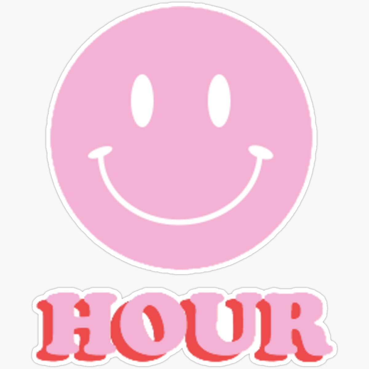 Kira Happy Hour Sticker with Smiley Face - Pink Sticker Decorative ...