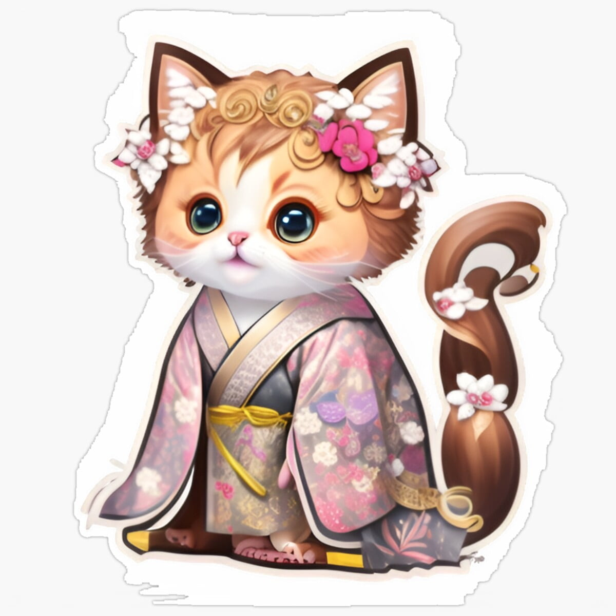 Kira Happy cat and kimono meme Sticker Decorative Laptop, Phone ...