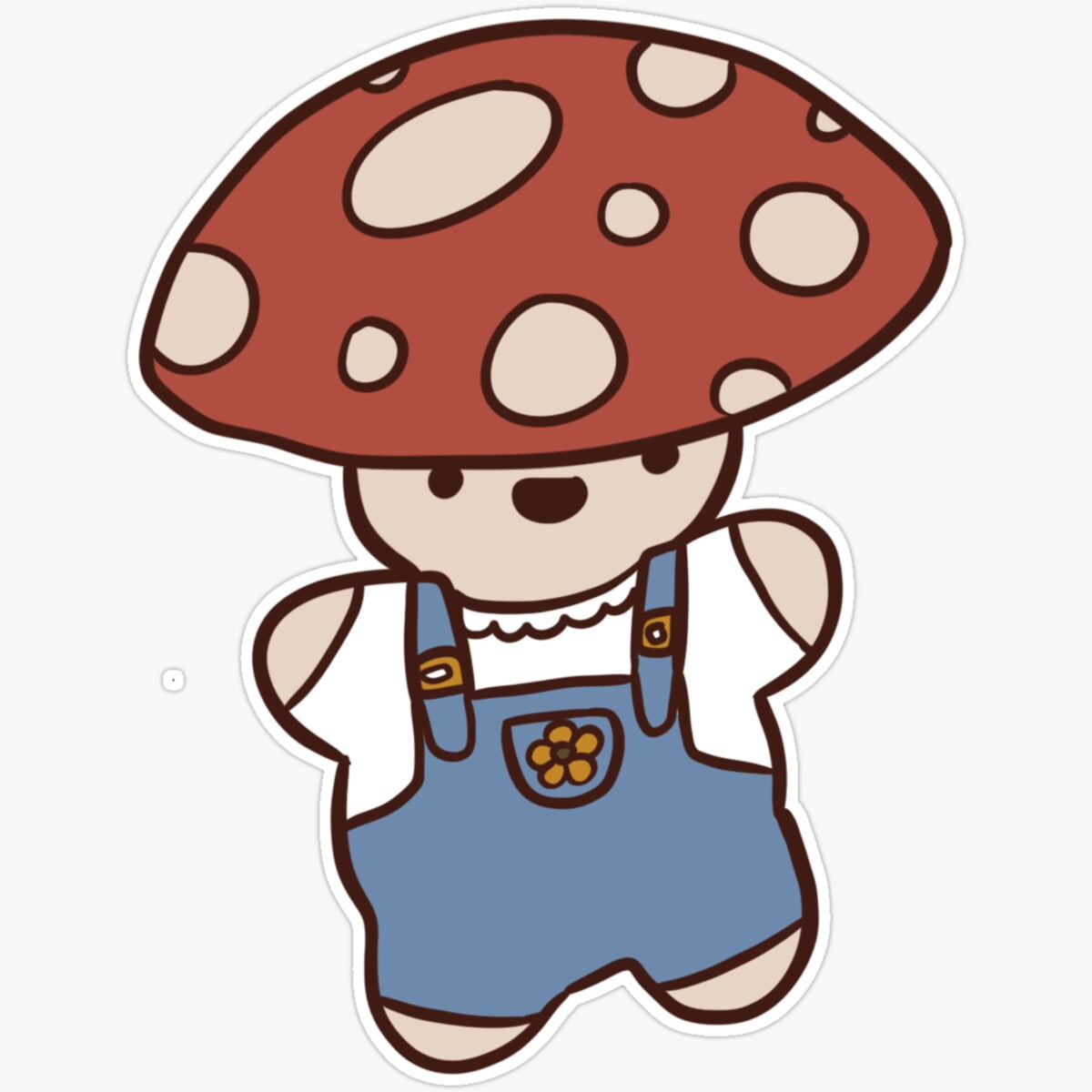 Kira Happy mushroom in overalls cottagecore Sticker Decorative Laptop, Phone Stickers ...
