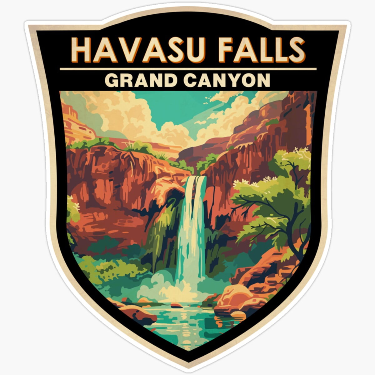 Kira Havasu Falls Grand Canyon Travel Art Badge Sticker Decorative ...