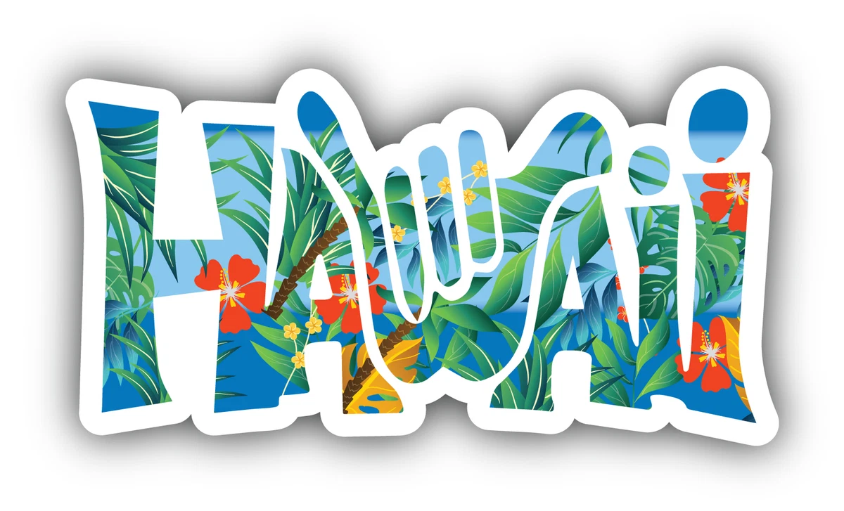 Kira Hawaii Ten Shaka Hang Loose Patterned Slogan Vinyl Sticker Car ...