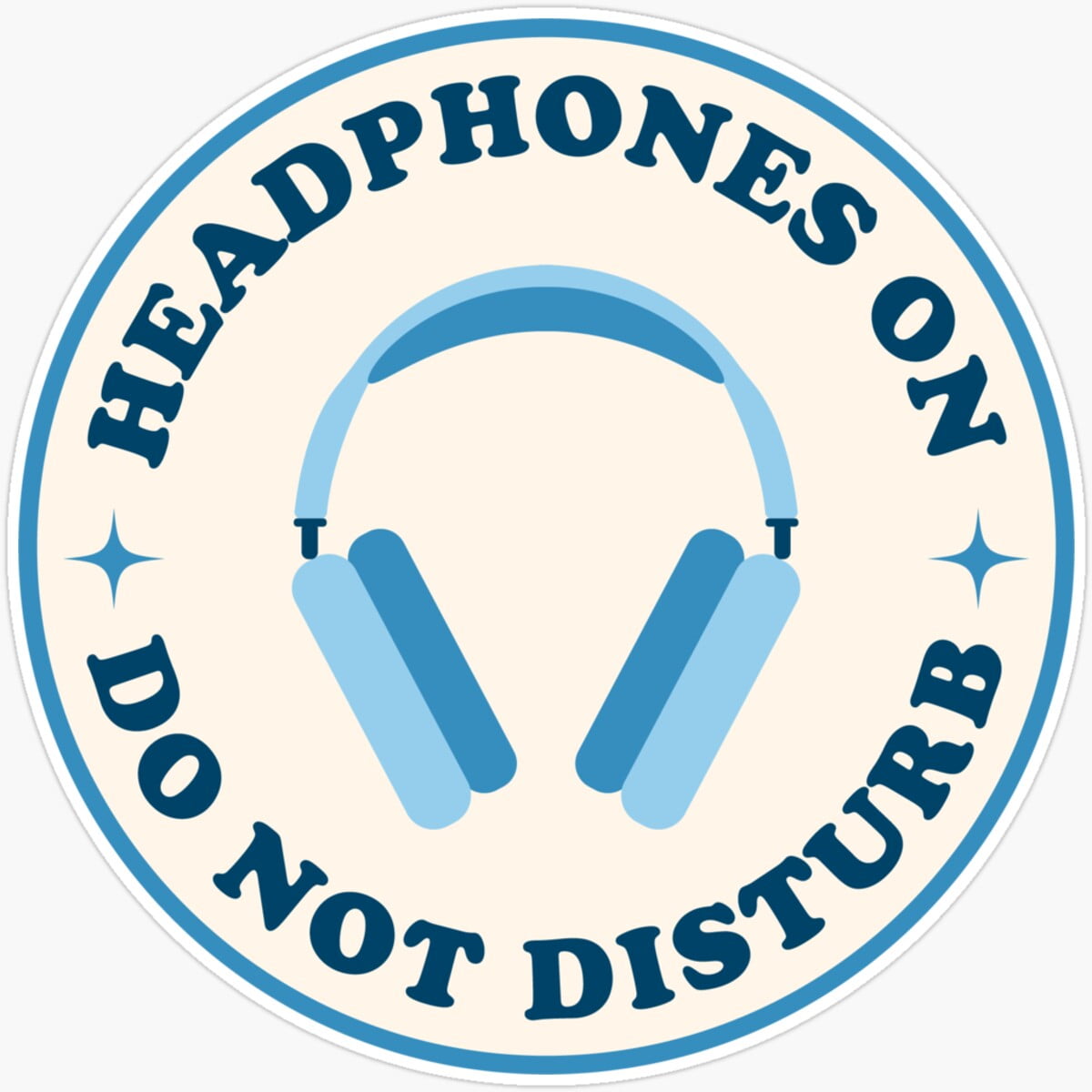 Kira Headphones On Do Not Disturb Sticker - Blue and Blue Sticker ...
