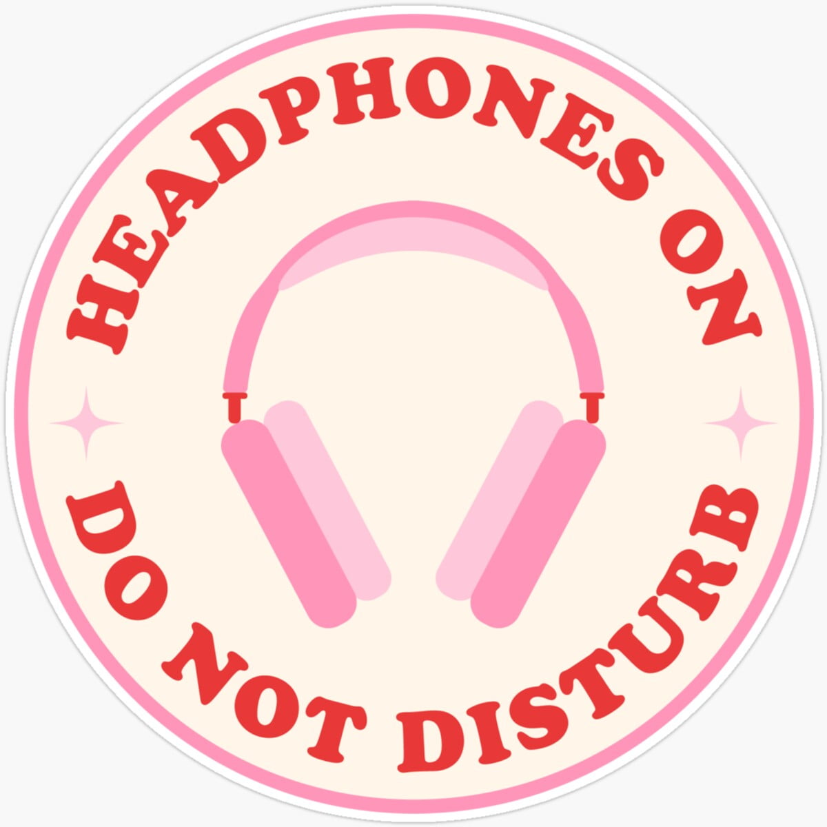 Kira Headphones On Do Not Disturb Sticker - Pink and Red Sticker ...