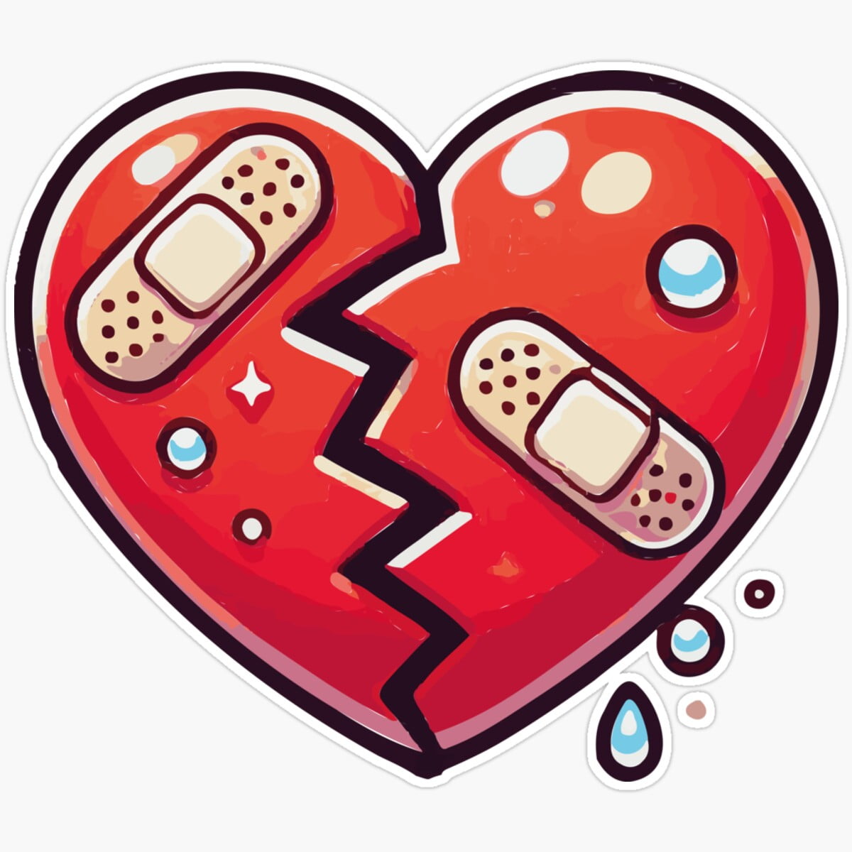 Kira Heartbroken Heart with Bandages - Healing Love Sticker Sticker ...
