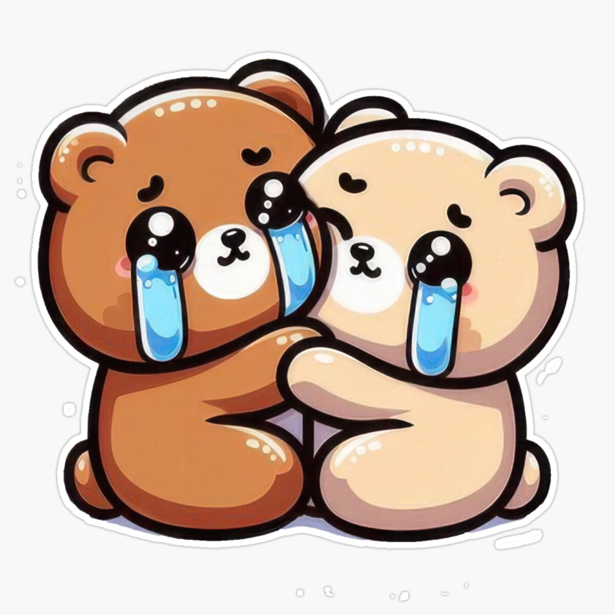Kira Heartwarming Hug: Sad Bear Duo Sticker Decorative Laptop, Phone ...