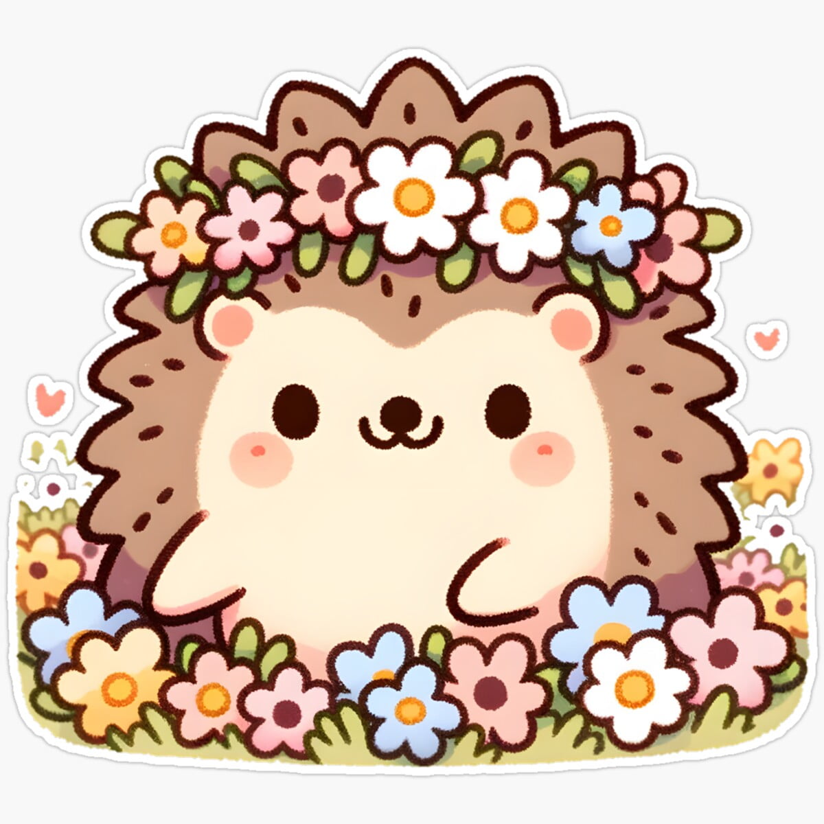 Kira Hedgehog in Blossom Crown Serenity Sticker Decorative Laptop ...