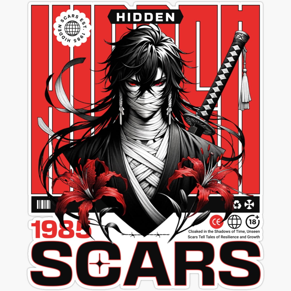 Kira Hidden Scars - Samurai in Bandages Sticker Decorative Laptop ...
