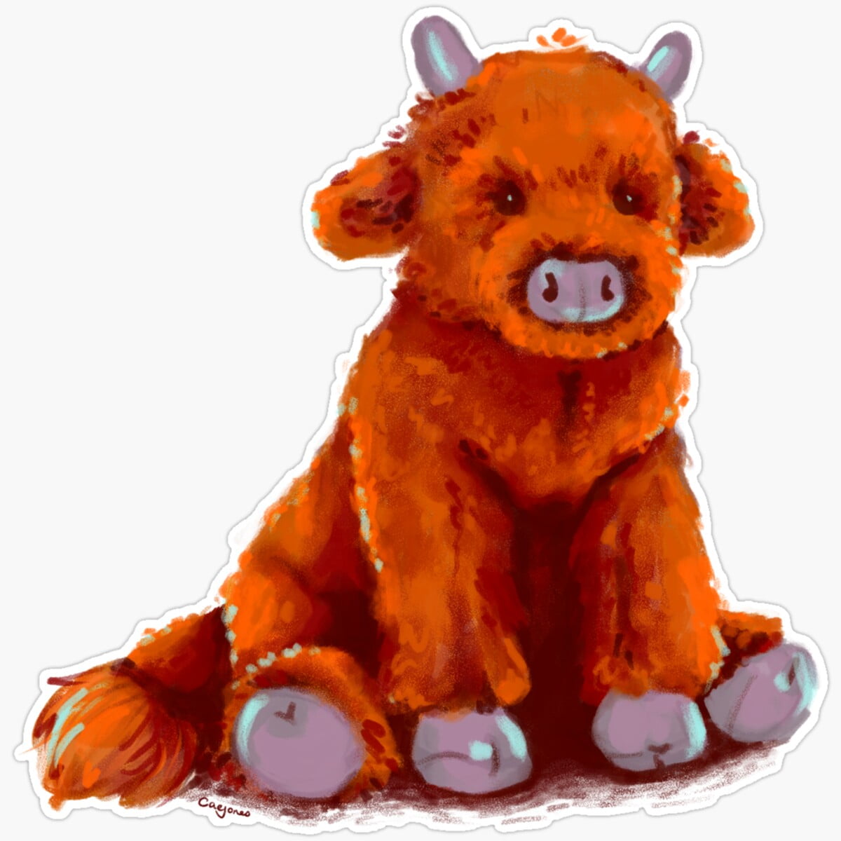 Kira Highland Cow Plushie Sticker Decorative Laptop, Phone Stickers ...