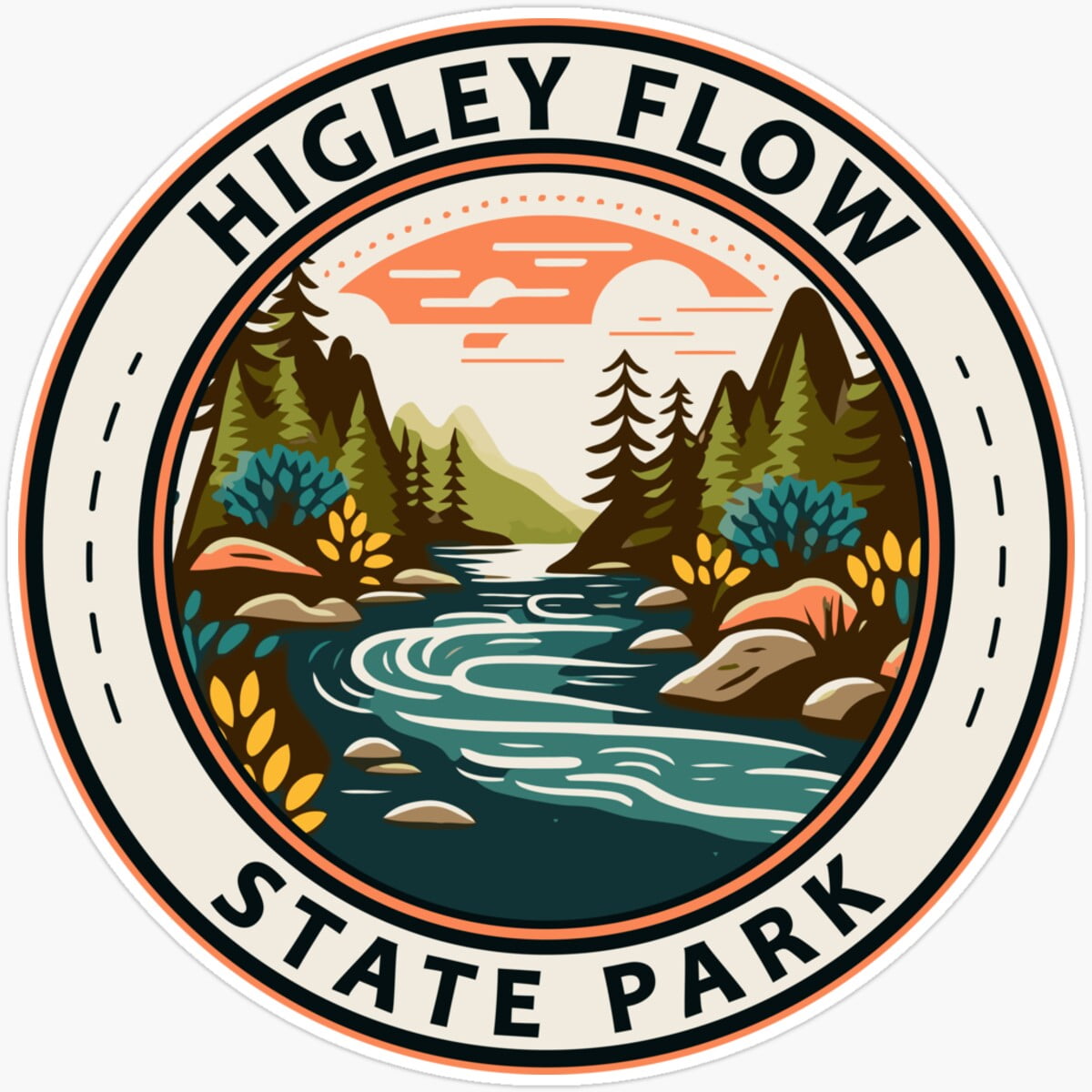 Kira Higley Flow State Park New York Travel Art Badge Sticker ...
