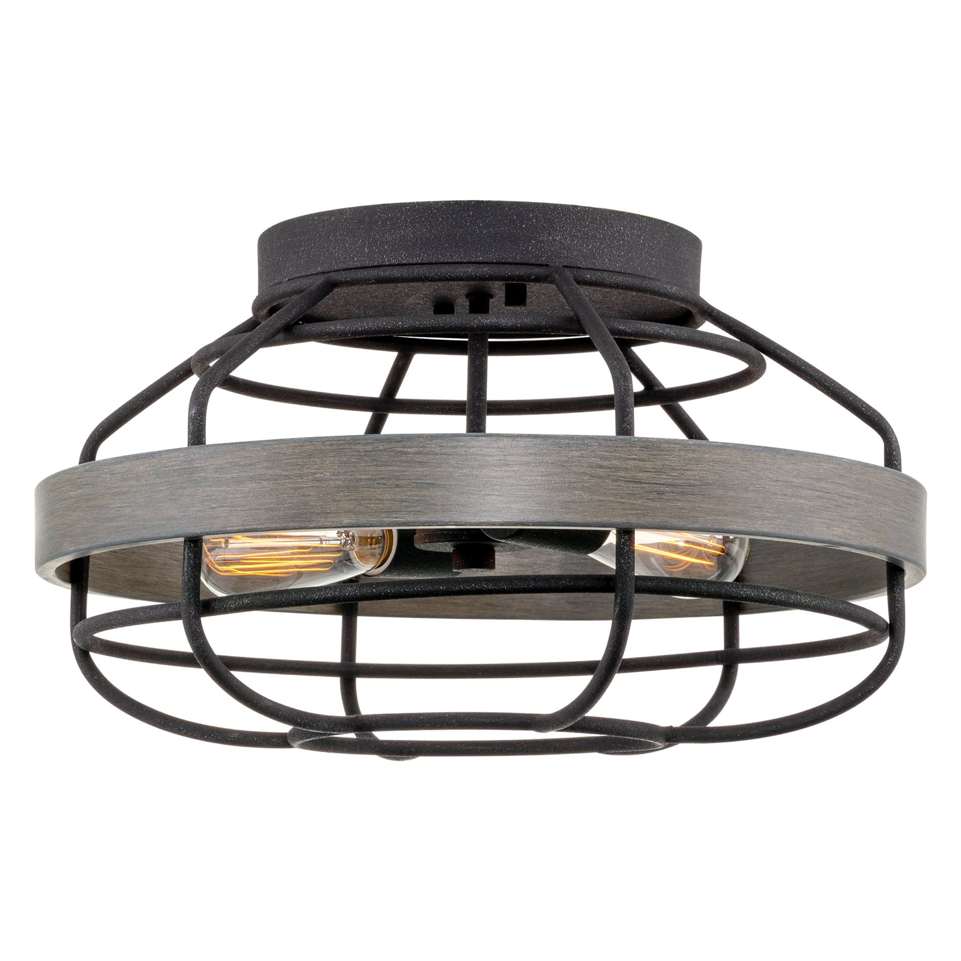 Kira Home Barlow 17" 2-Light Farmhouse Flush Mount Ceiling Light + Cage ...