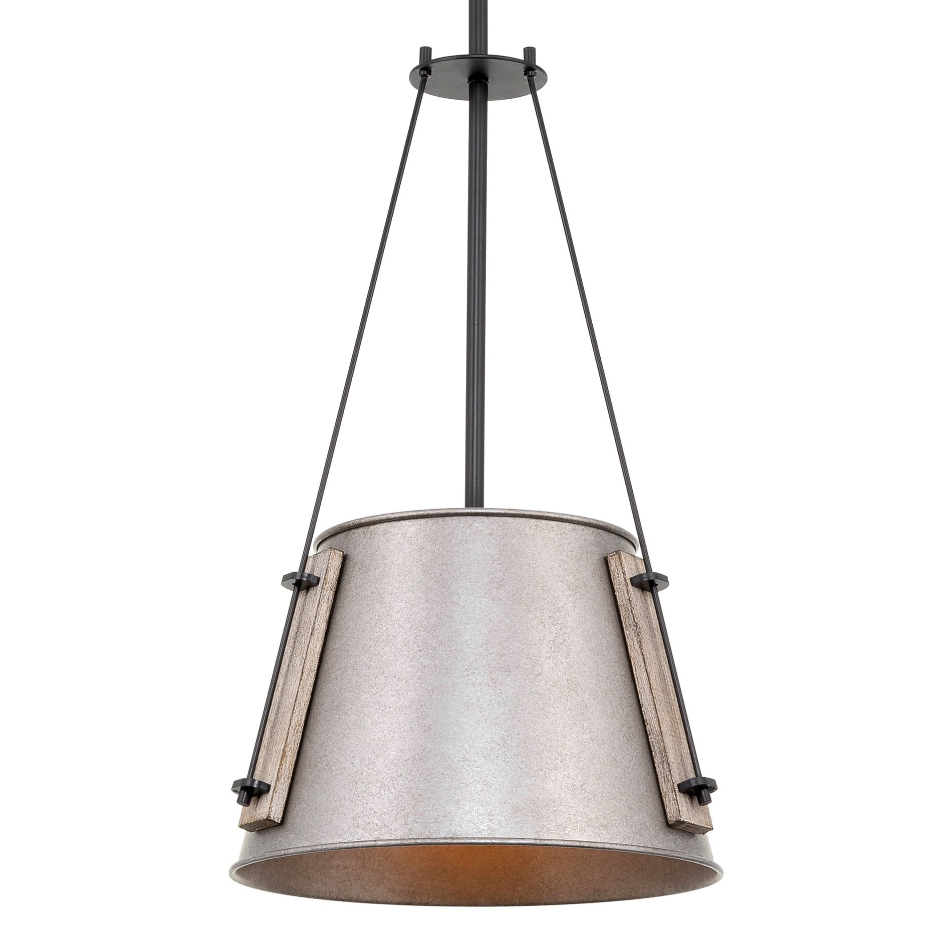 Kira Home Basin 19" Pendant Light + Galvanized Steel Conic Shade ...