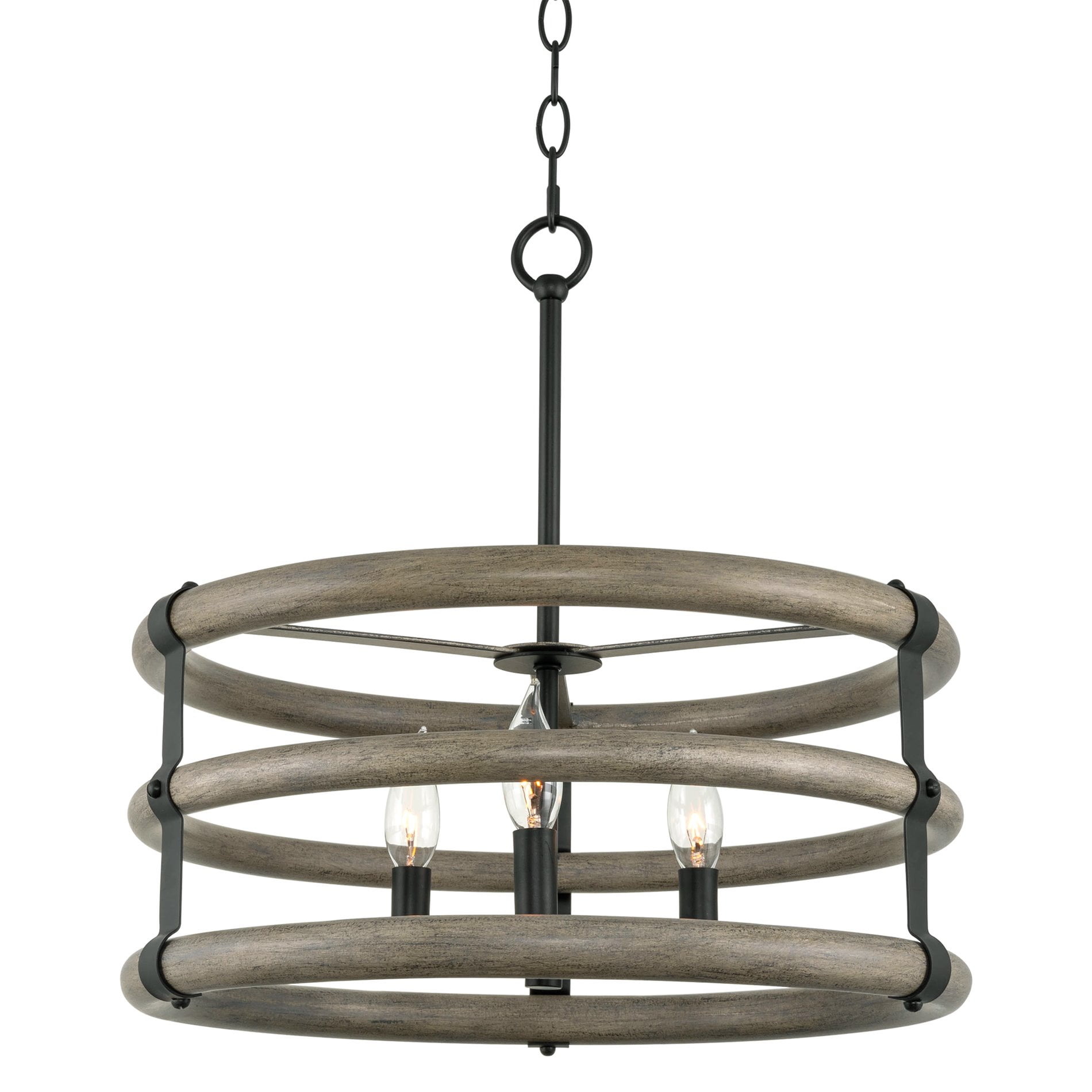 Kira Home Brooks 18" 3-Light Modern Farmhouse Drum Chandelier, Gray Oak Finish - Walmart.com