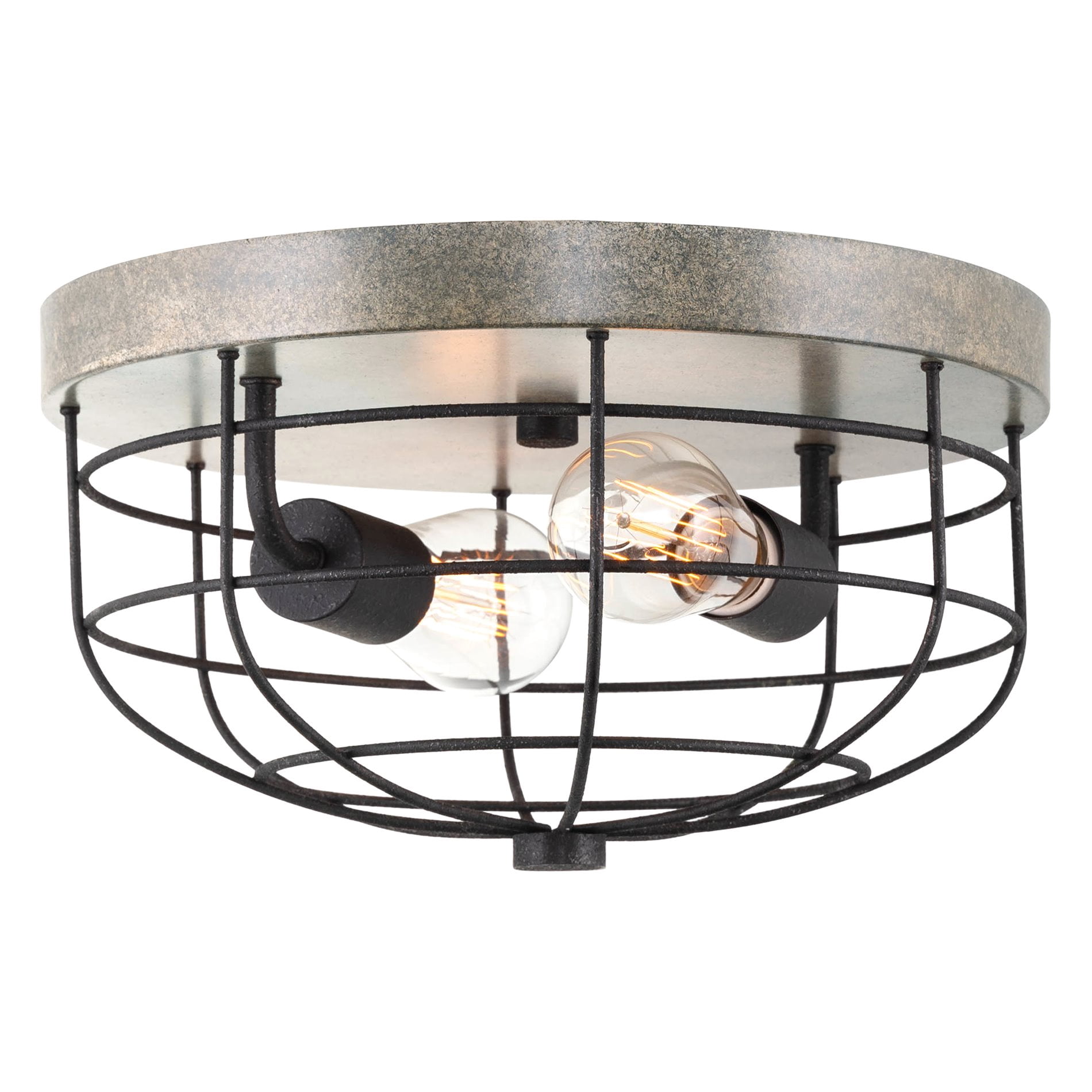 Kira Home Duncan 13" 2-Light Industrial Farmhouse Metal Flush Mount ...