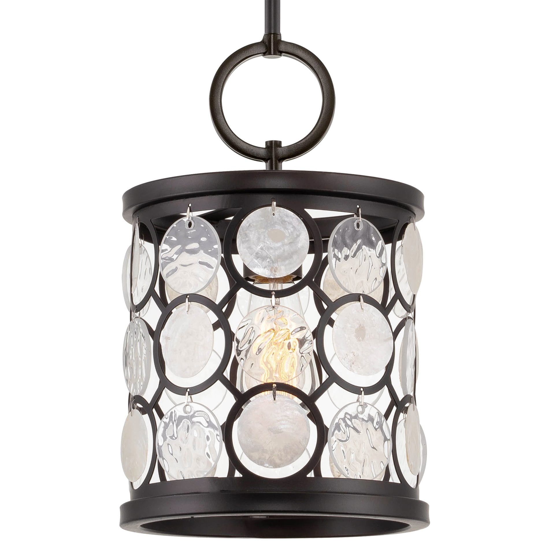 Kira Home Estelle 14" Modern Chic Hanging Pendant Light + Capiz Shell ...