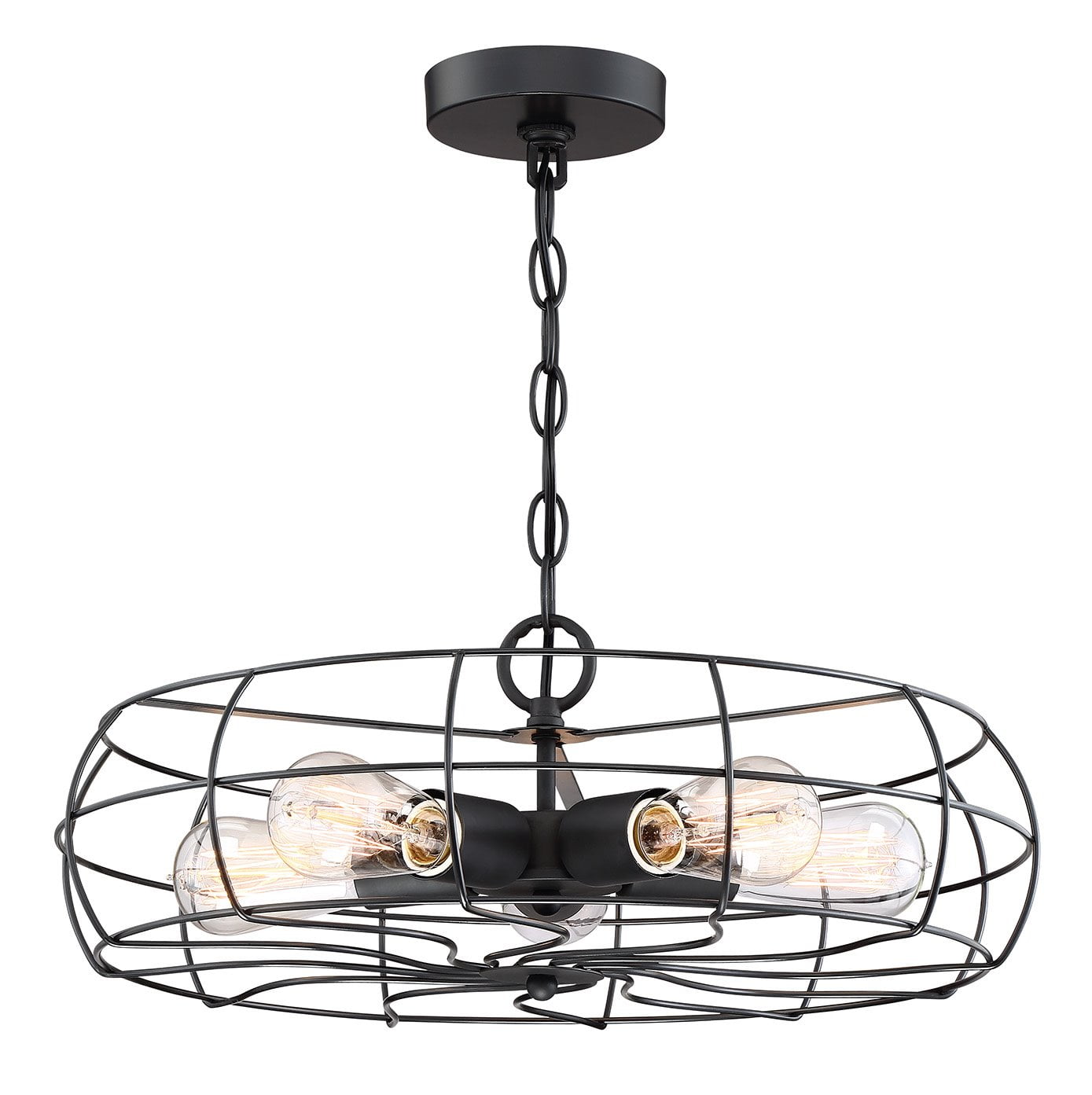 Kira Home Gage 18" Industrial 5-Light Fan Chandelier | Fan Style Metal Cage | Dimmable ...