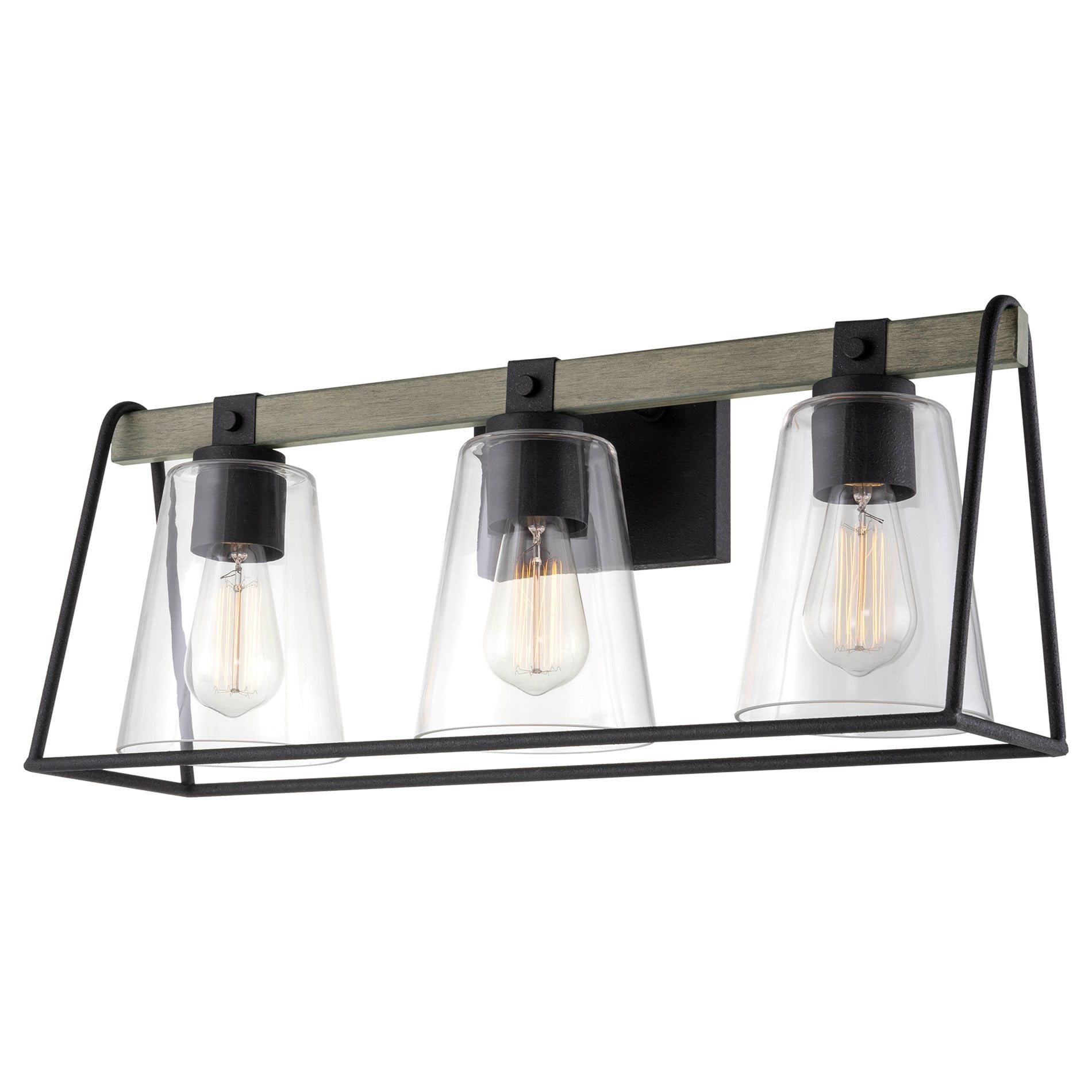 Kira Home Layton 23" 3-Light Farmhouse / Bathroom Light + Funnel Glass ...