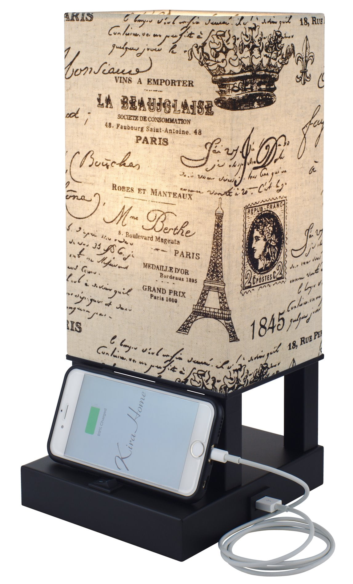 Kira Home Lucerna II 14" Bedside USB Table Lamp, 2 AMP Charging Port ...