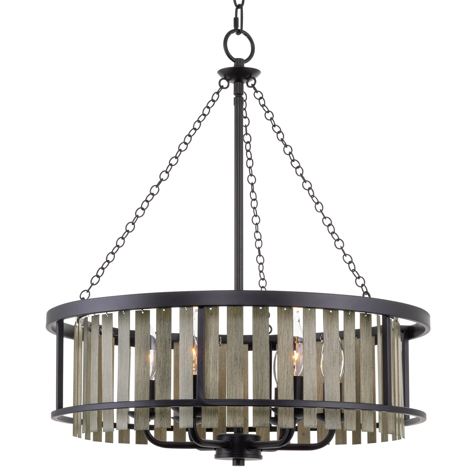 Kira Home Veil 23" Pendant Chandelier, Gray Oak, Farmhouse Drum Pendant ...