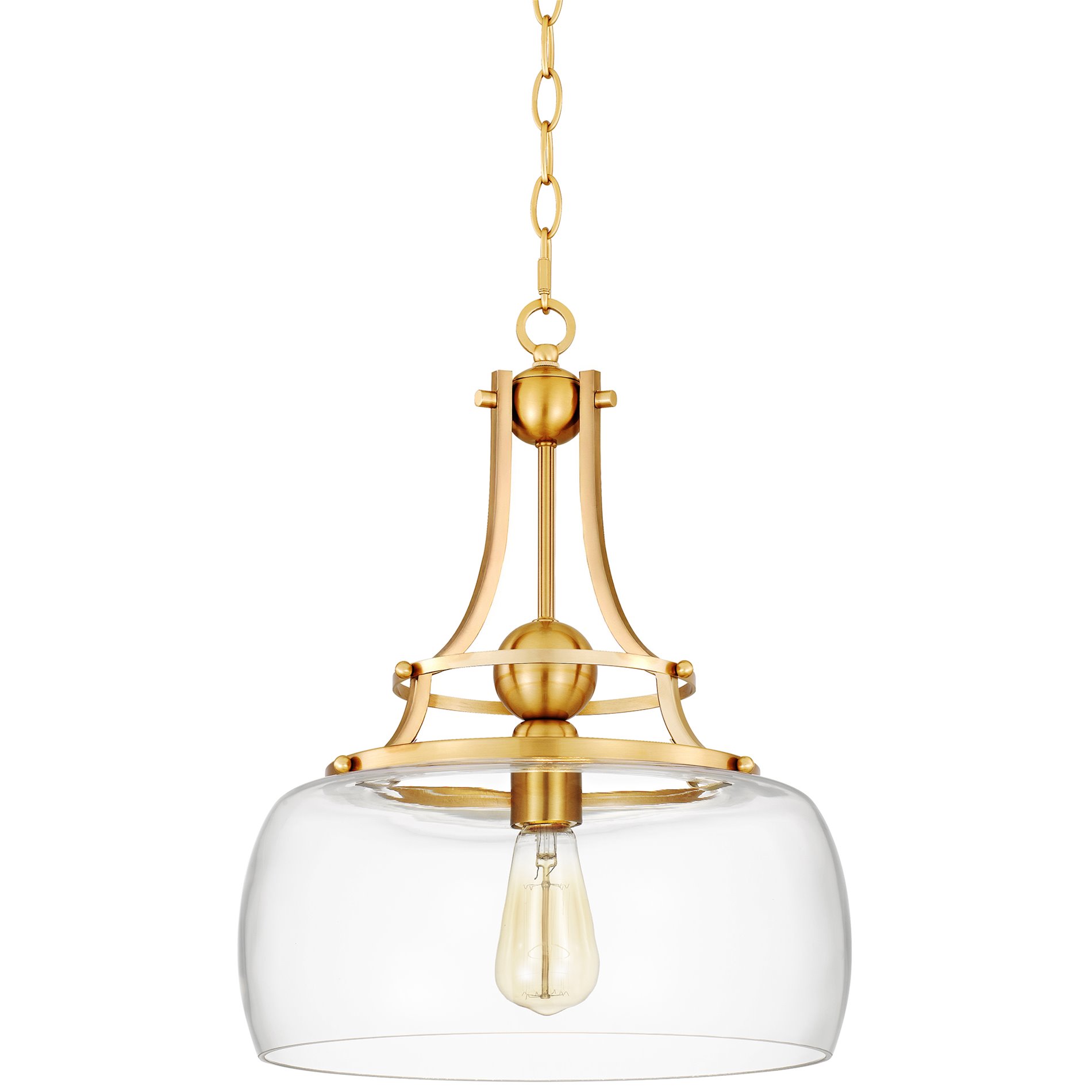 Kira Home Royale 17" Modern Pendant Light + Clear Glass Schoolhouse ...