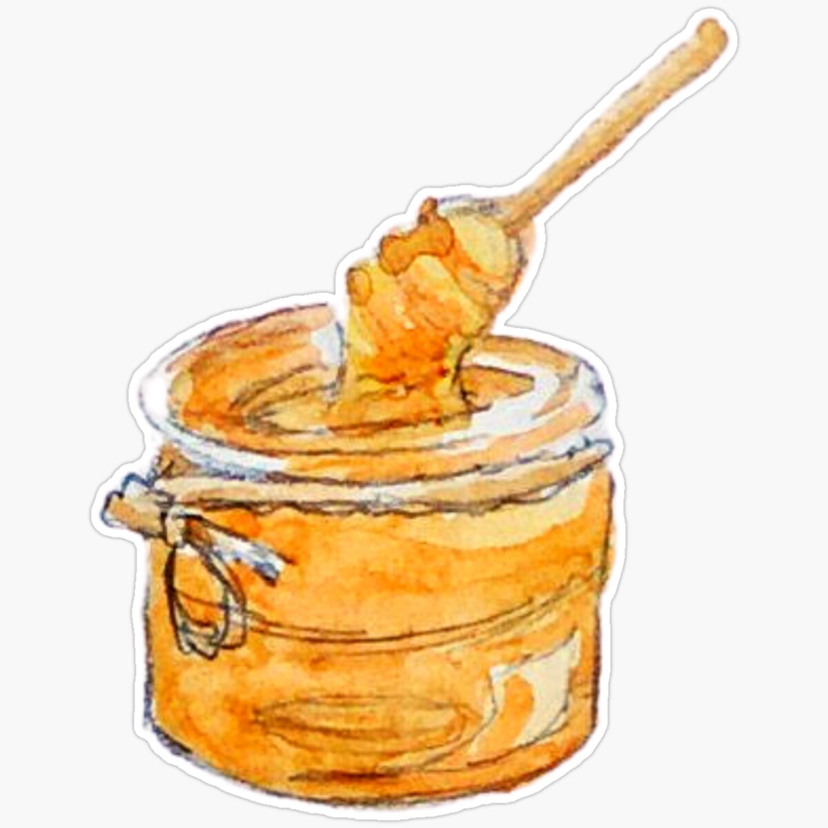 Kira Honey Jar and Wooden Honey Dipper Sticker Decorative Laptop, Phone ...