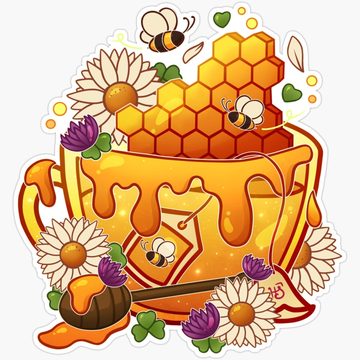 Kira Honeycomb Teacup Sticker Decorative Laptop, Phone Stickers ...