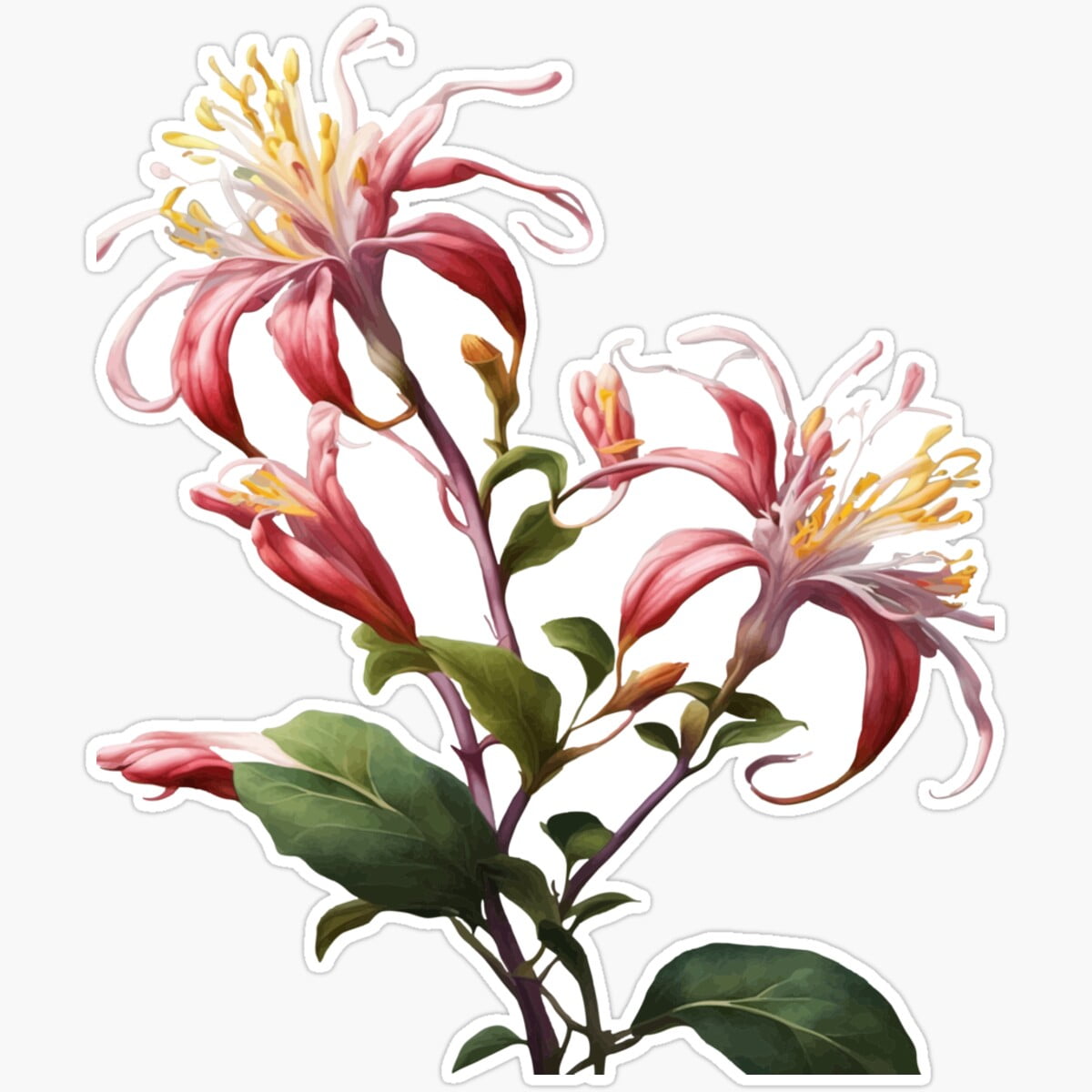 Kira Honeysuckle Vine Artistic And Stylized Sticker Decorative Laptop ...