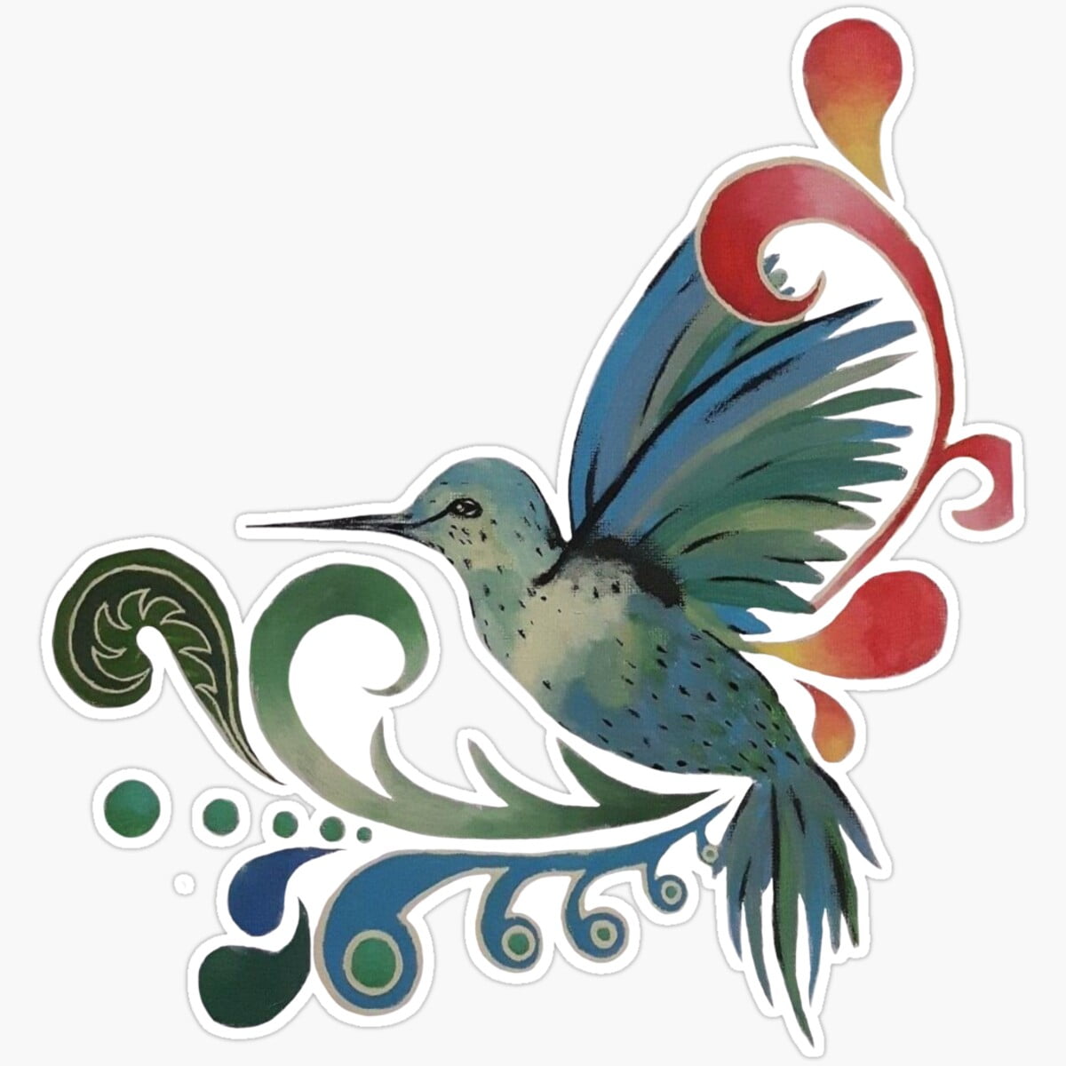 Kira Humming bird painting Sticker Decorative Laptop, Phone Stickers ...