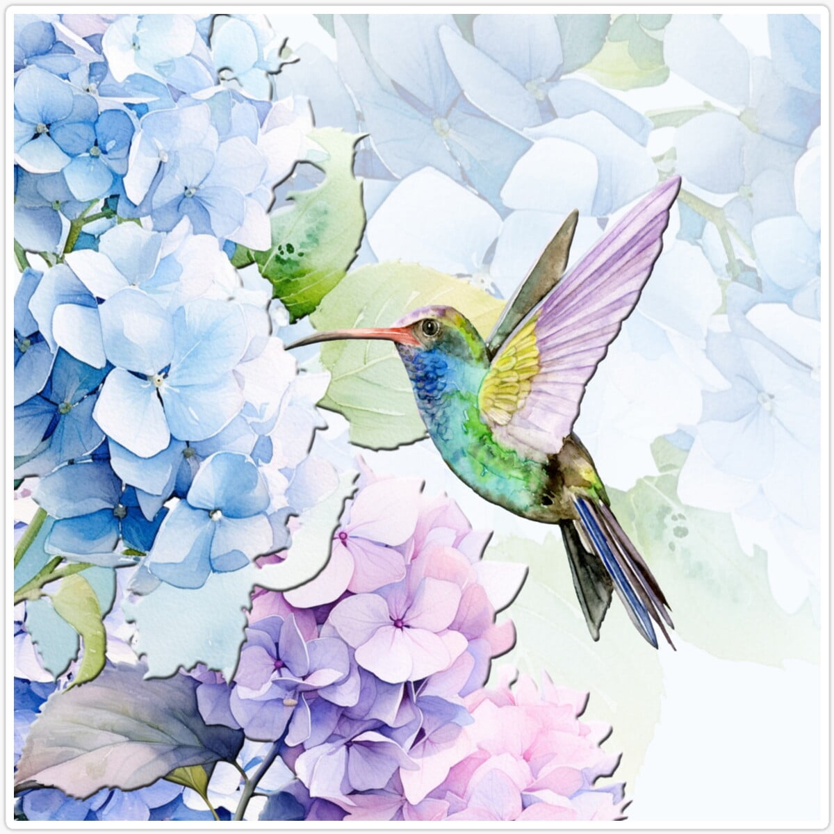 Kira Hydrangea And The Hummer Sticker Decorative Laptop, Phone Stickers ...