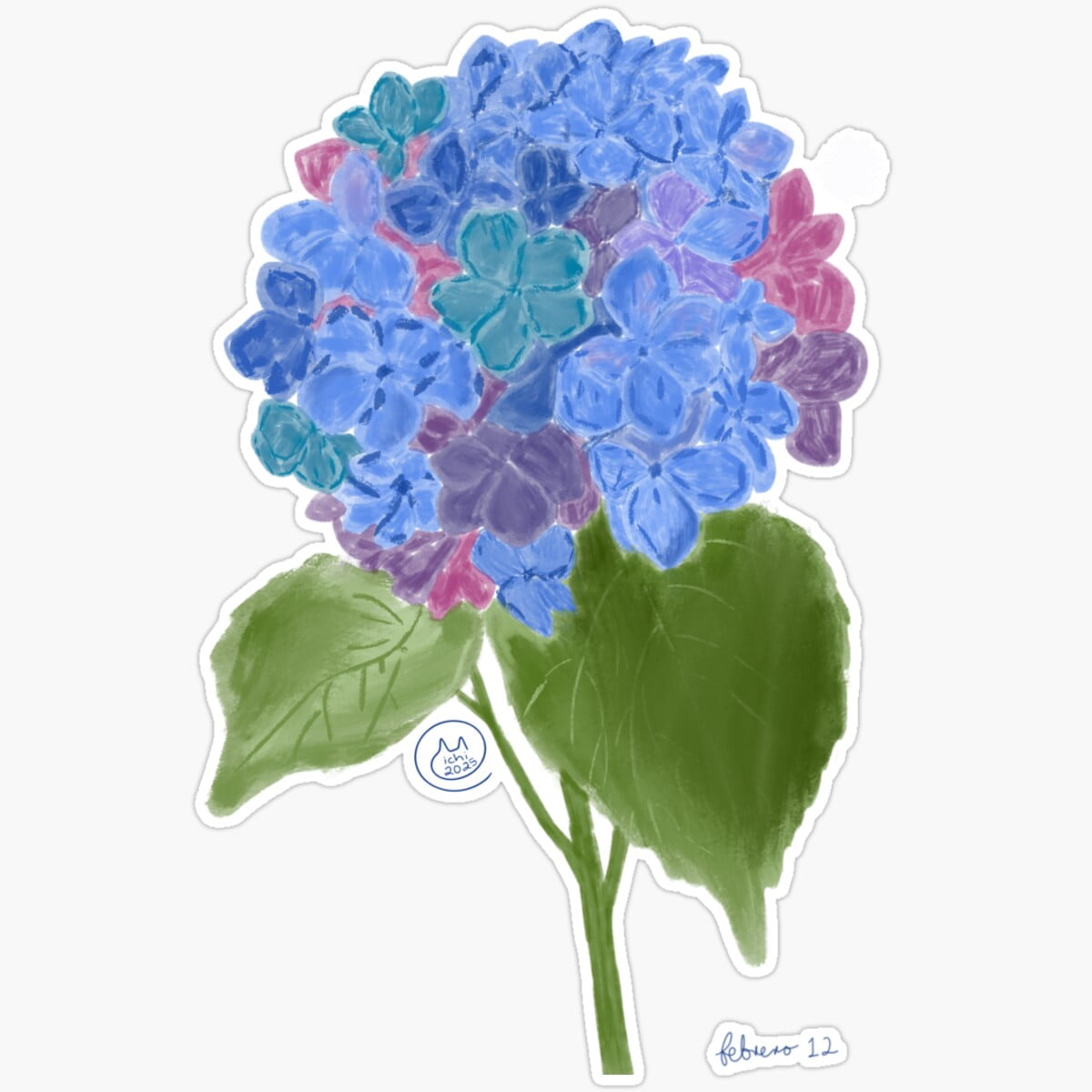 Kira Hydrangea Sticker Decorative Laptop, Phone Stickers, Waterproof ...