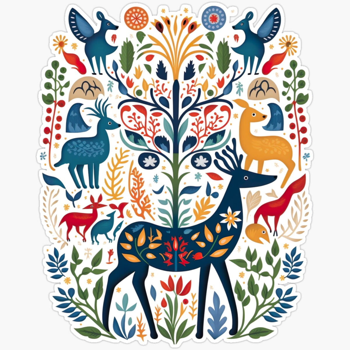 Kira Hygge Scandinavian Cottagecore Design of Fantasy Deer 2 Sticker ...