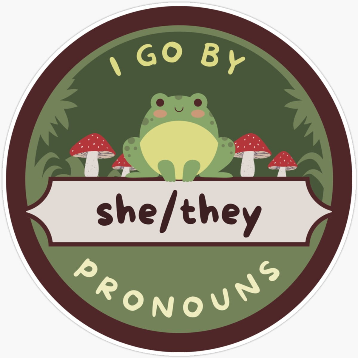 Kira I Go By She/They Pronouns | LGBTQ Pride Frog Mushroom Cottagecore ...
