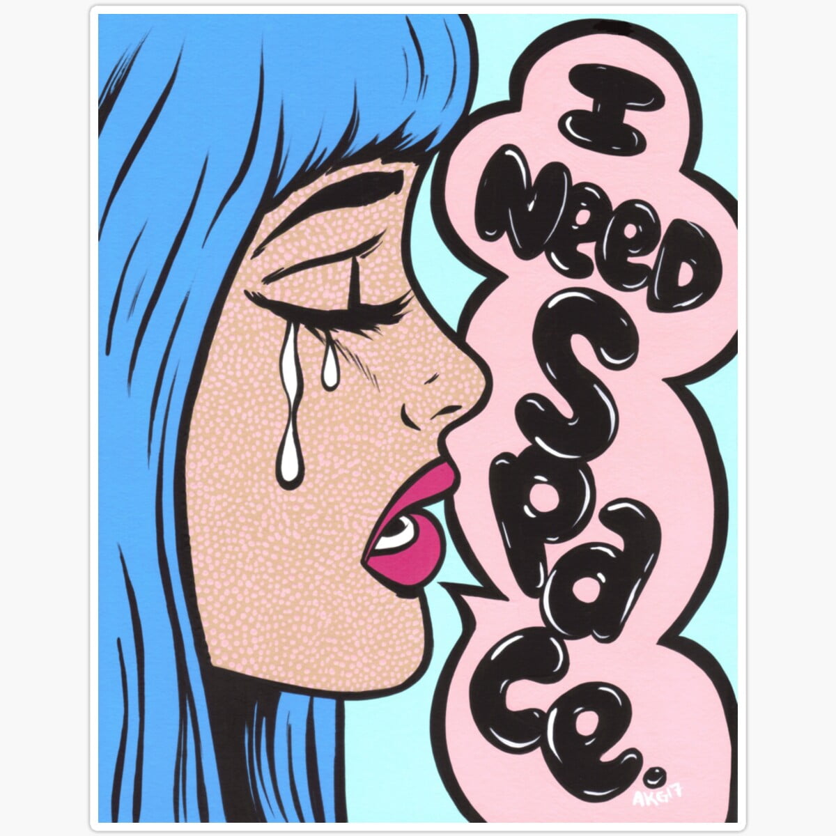 Kira I Need Space. Crying Comic Girl Sticker Decorative Laptop, Phone ...