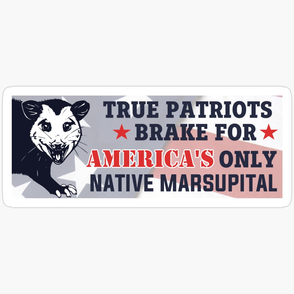 Kira I brake for America's only native marsupial Opossum Bumper Sticker ...