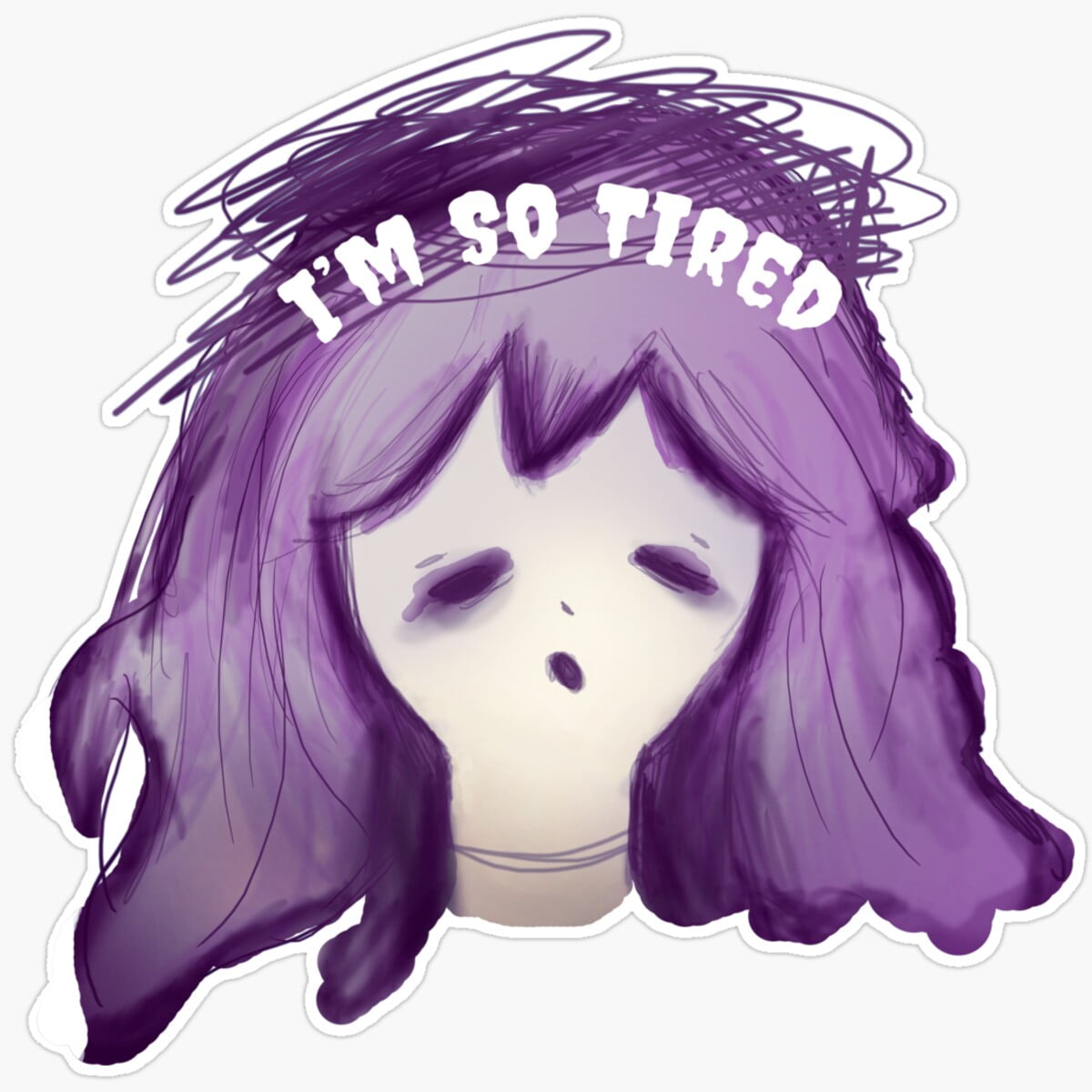 Kira I'm so Tired Purple Girl Sticker Decorative Laptop, Phone Stickers ...