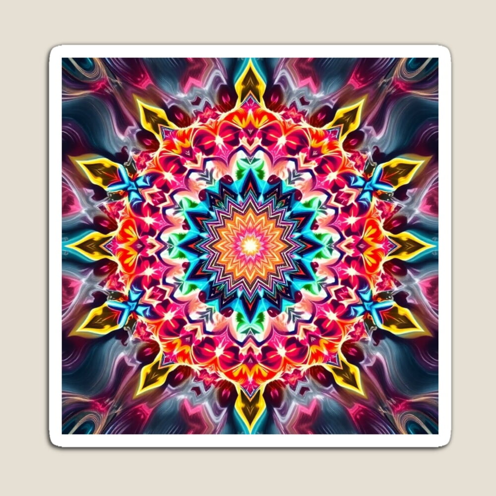 Kira - Ibrant Surreal Mandala With Intric Patterns Sticker - 7036 Hot Trending Vinyl Stickers ...