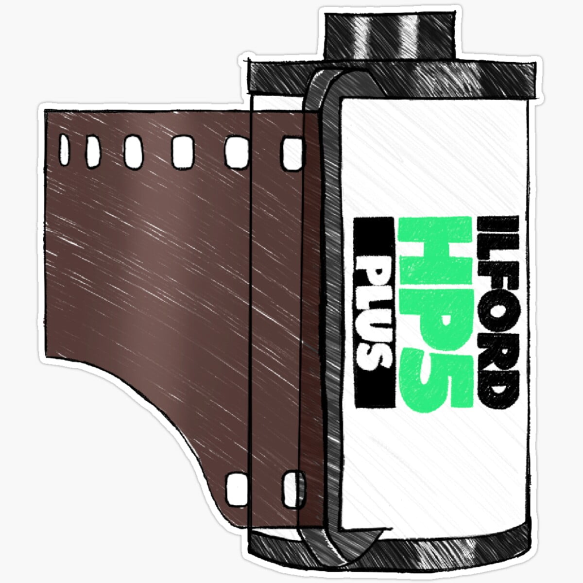 Kira Ilford HP5 Plus Film Roll Sticker Decorative Laptop, Phone ...
