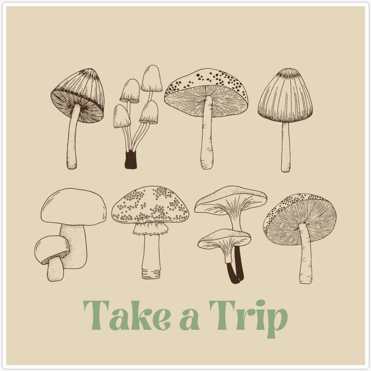 Kira Illustrated Mushroom Trip Cottagecore Sticker Decorative Laptop ...