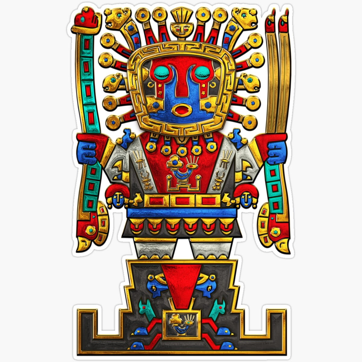 Kira Incan Gods - The Great Creator Viracocha on Black Canvas Sticker ...