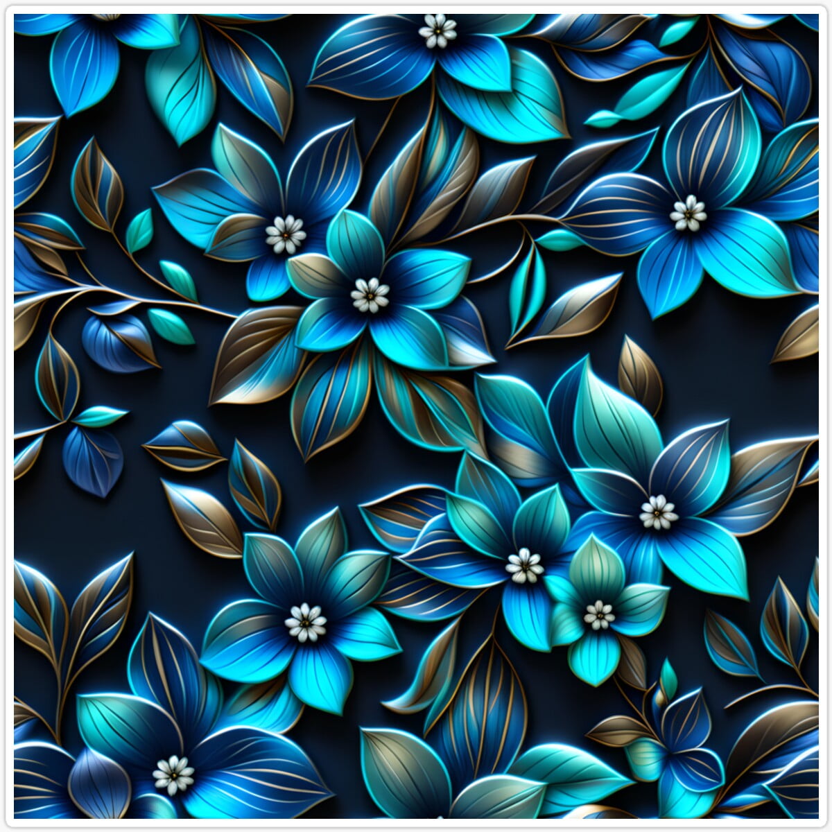 Kira Indigo, Turquoise & Gold Floral Aesthetic | Luxury Botanical ...