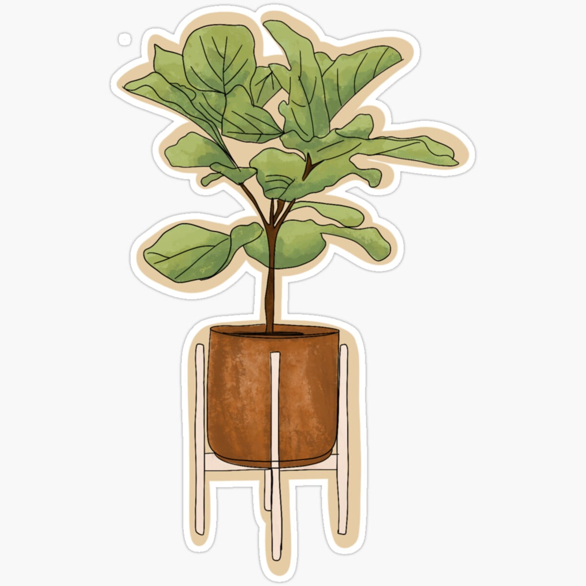 Kira Inside Fiddle Fig tree plant sticker Sticker Decorative Laptop ...
