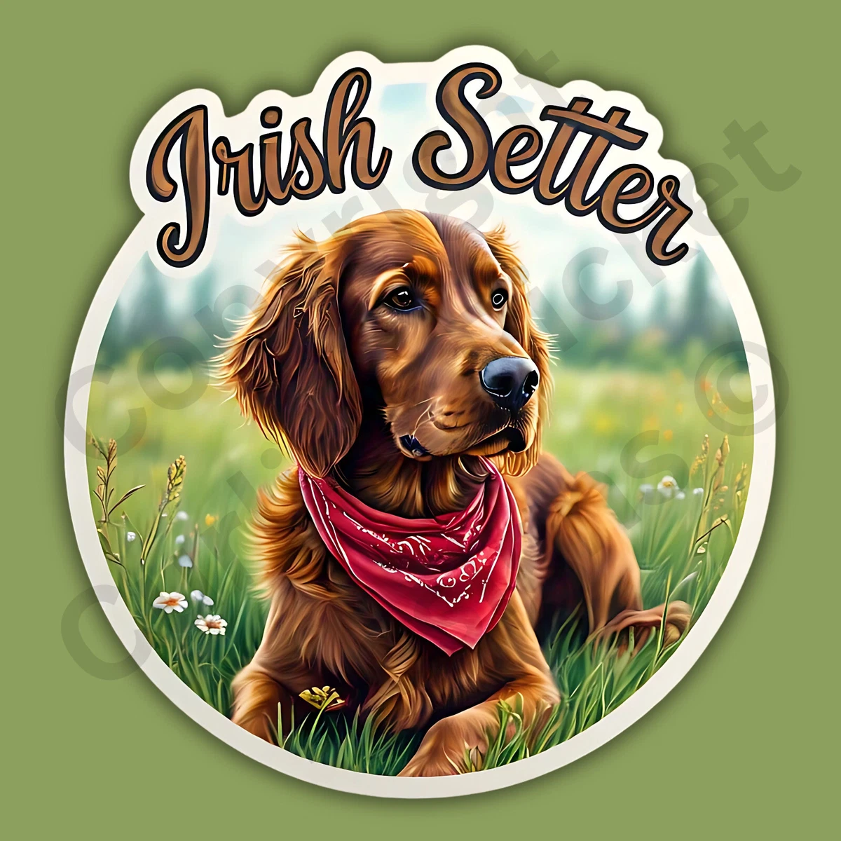 Kira Irish Setter Dog Breed Wearing Bandana Cute Funny Vinyl Sticker ...