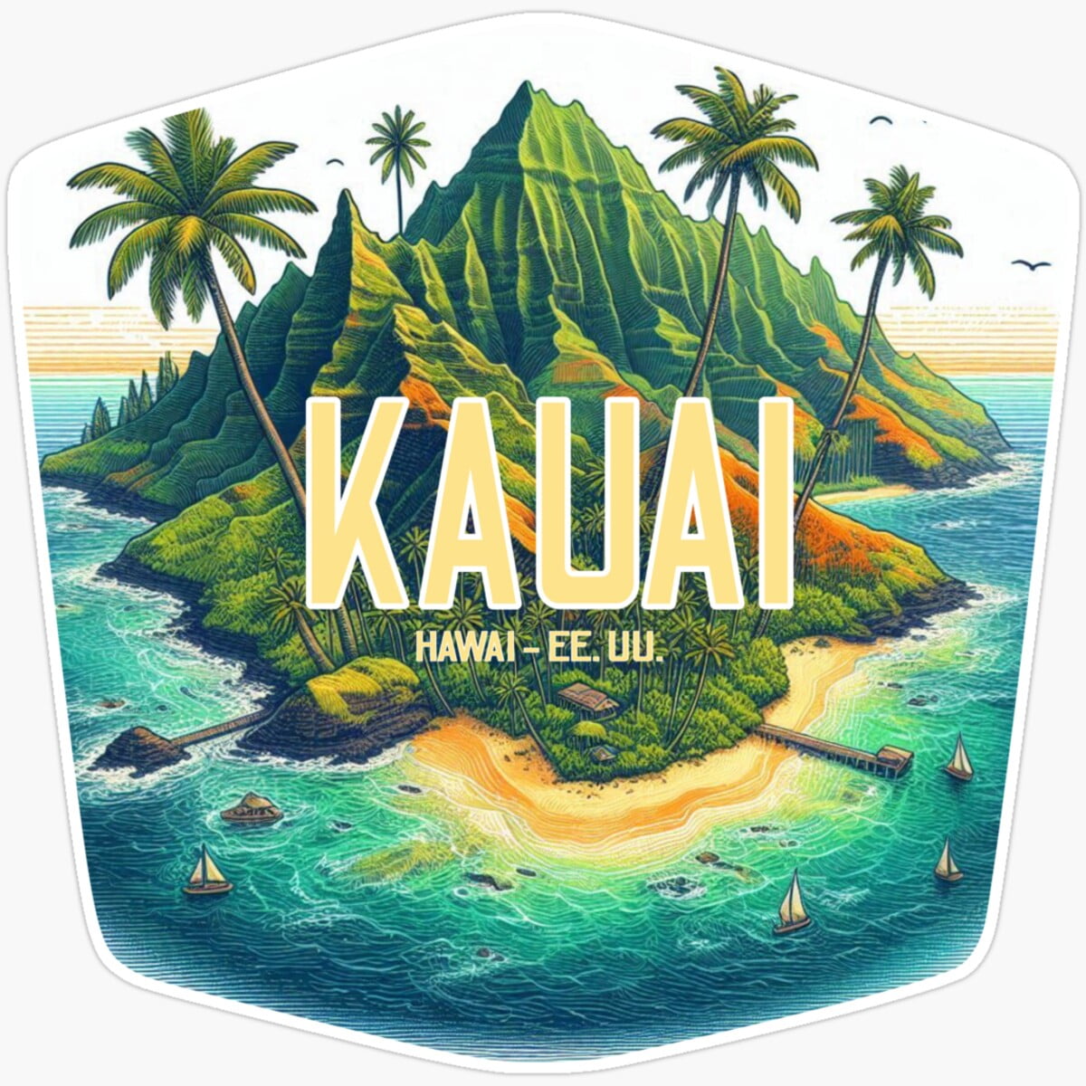 Kira Isla de Kauai (Hawái, EE. UU.) Sticker Decorative Laptop, Phone ...