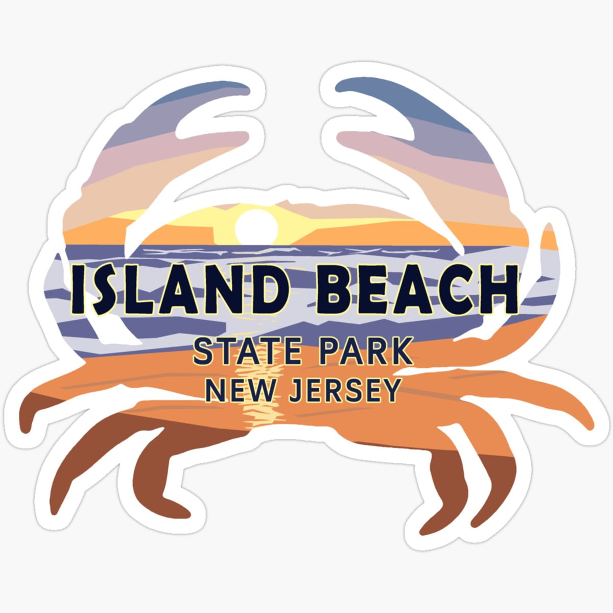Kira Island Beach State Park New Jersey Crab Sticker Decorative Laptop ...