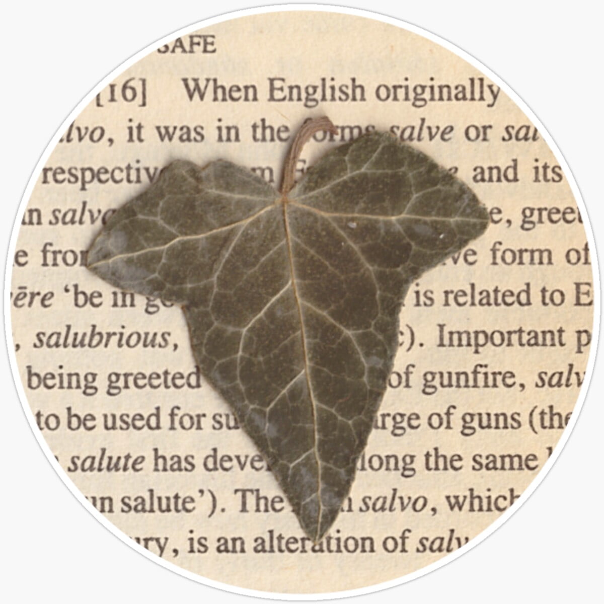 Kira Ivy leaf on a book page Sticker Decorative Laptop, Phone Stickers ...