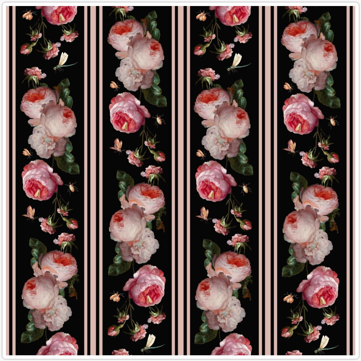 Kira Jan Davidsz. de Heem Vintage Roses scatter flowers and Stripes ...