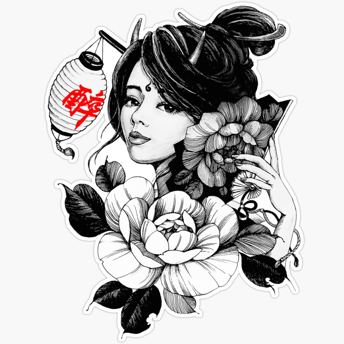 Kira Japanese Beautiful Geisha Fine Traditional Art Sticker Decorative ...