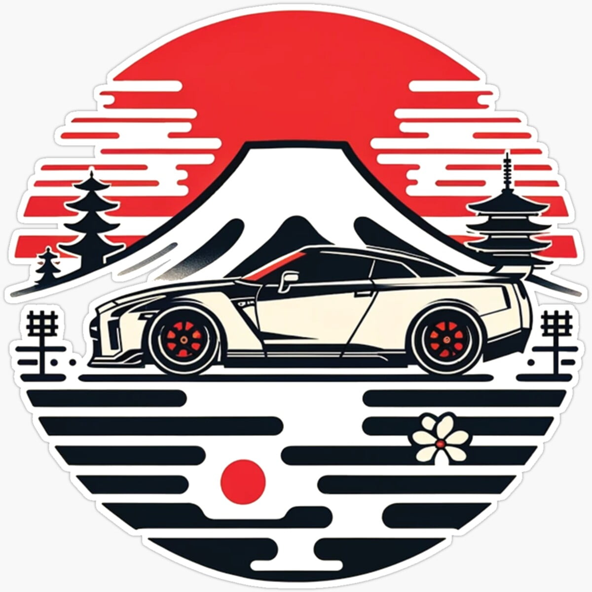 Kira Japanese Car Nissan GTR Mount Fuji Sticker Decorative Laptop ...