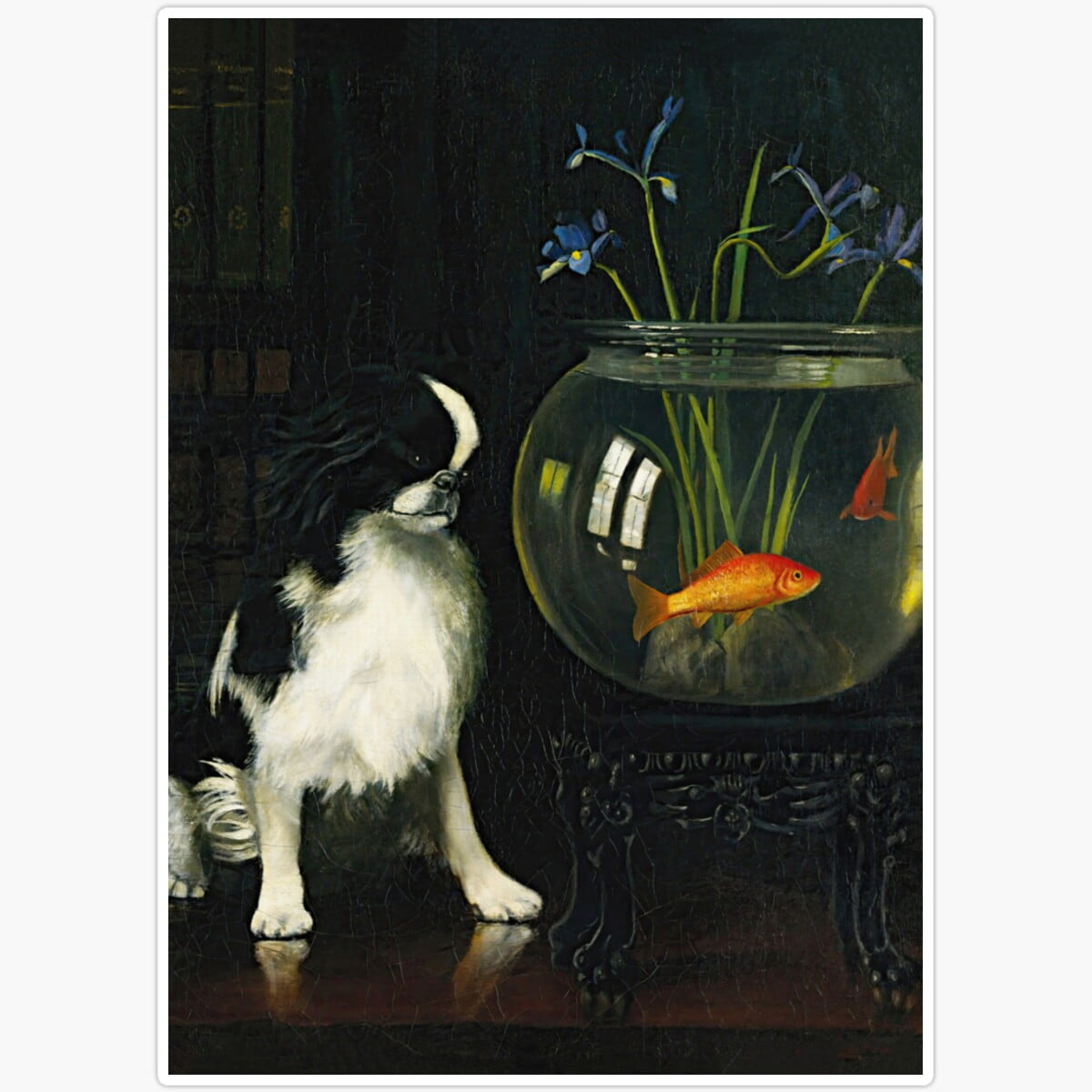 Kira Japanese Chin and Goldfish Vintage Art Sticker Decorative Laptop ...