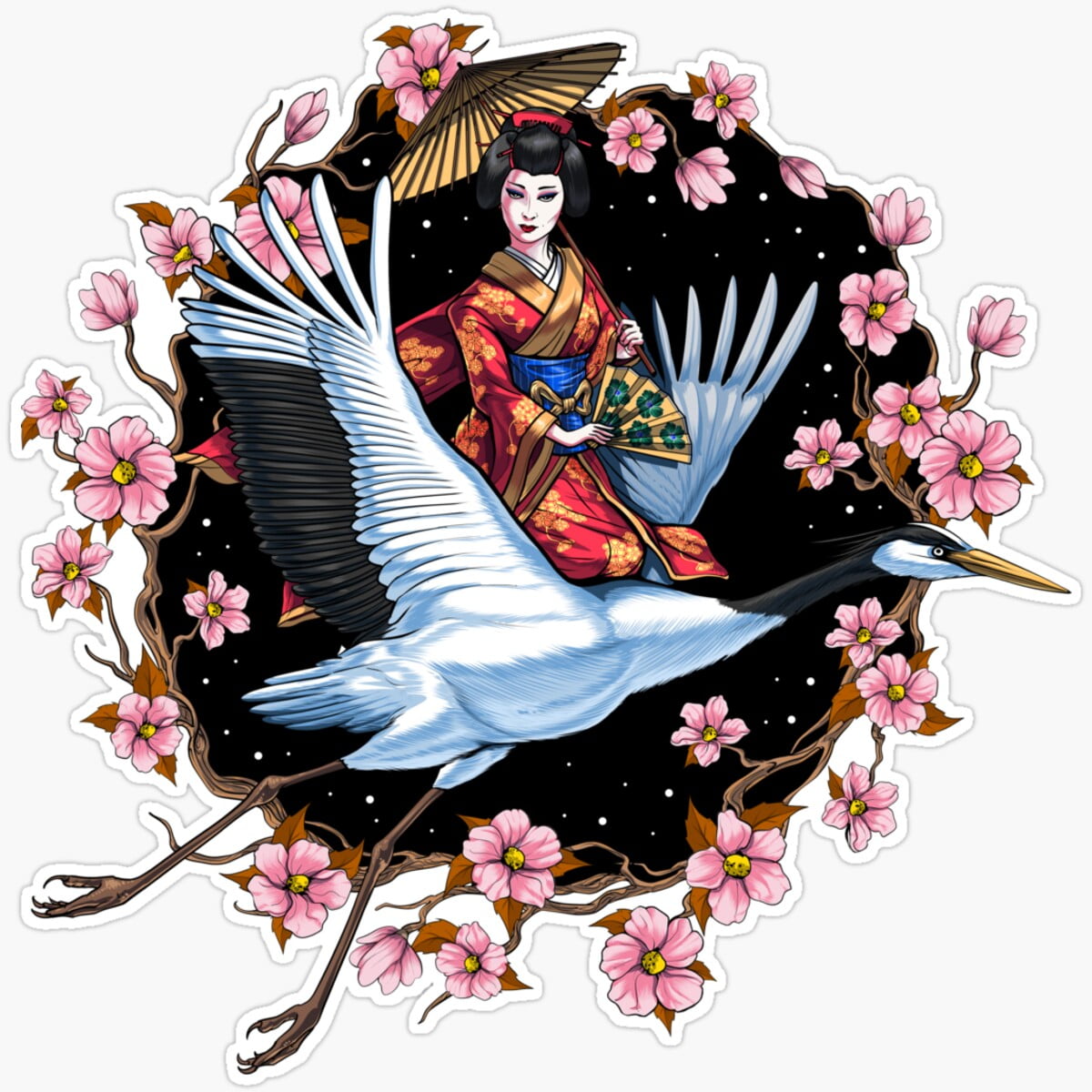 Kira Japanese Crane Geisha Sticker Decorative Laptop, Phone Stickers ...
