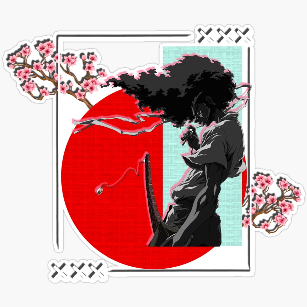 Kira Japanese Culture Art | Sakura Blossom | Afro Samurai Sticker ...